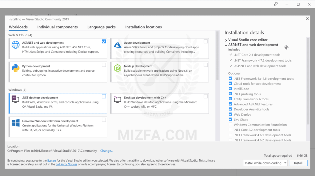 نصب و آپدیت ویژوال استودیو 2019 و 2017 برای شروع ASP.NET Core